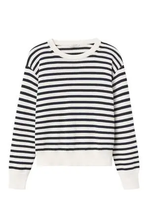 LAFAYETTE 148 NEW YORK Petite Stripe Cotton-Silk Crewneck Sweater