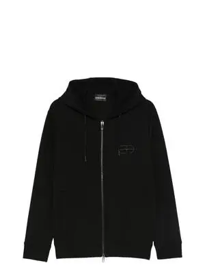 Emporio Armani Cotton Hoodie With Logo - Black