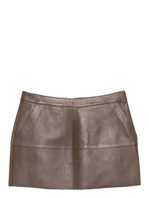 PAROSH Leather Mini Skirt - Brown
