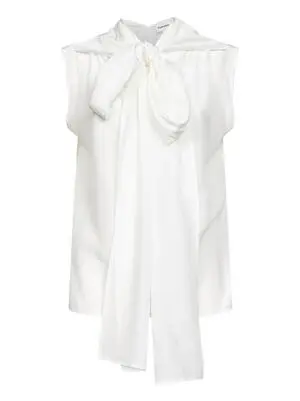 PAROSH Silk Sleeveless Top - White