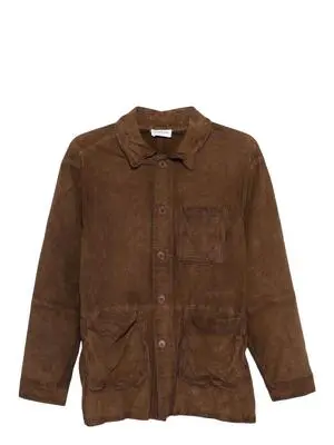 PAROSH Suede Leather Jacket - Brown