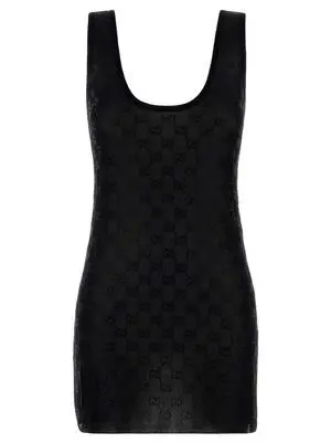 Gucci Gg Crystal Mini Dress - Black