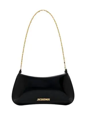 Jacquemus Le Petit Bisou Chaine Leather Shoulder Bag Black