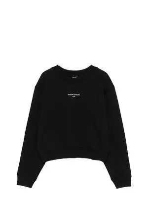 Maison Kitsuné Logo Cotton Cropped Sweatshirt - Black