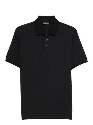 Emporio Armani Logo Cotton Polo Shirt - Blue