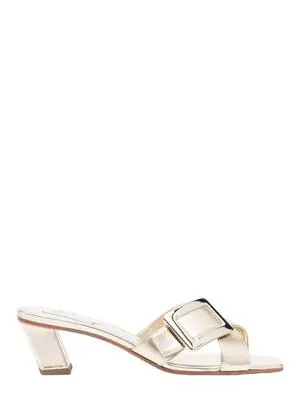 ROGER VIVIER Leather Heel Sandals Gold