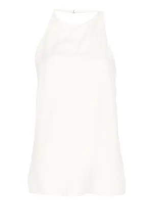 ALYSI Twill Silk Halterneck Top - White