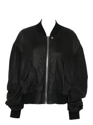 Rick Owens Leather Padded Bomber Jacket - Black