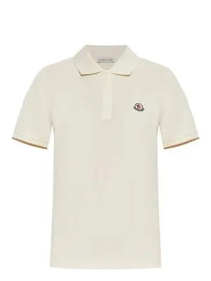Moncler Logo Cotton Polo Shirt - White