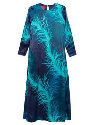 F.R.S FOR RESTLESS SLEEPERS Printed Silk Dress - Blue