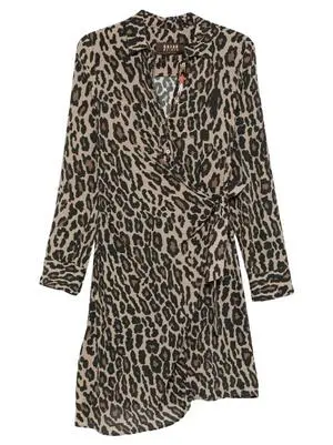 BAZAR DE LUXE Leopard Print Midi Dress - Brown
