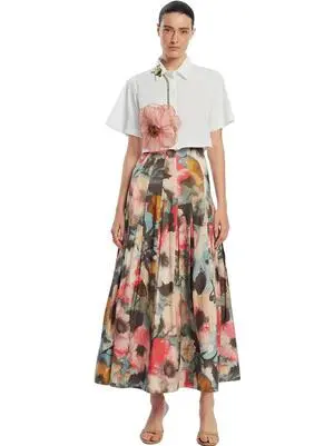 Lela Rose Printed Cotton Full Skirt - Floral