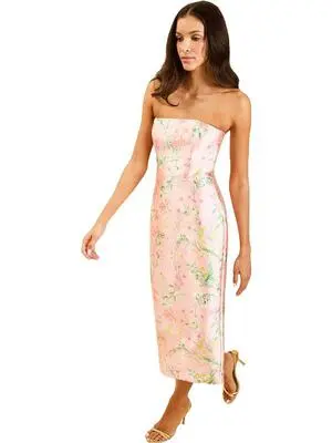 Mestiza New York Sabrina Strapless Floral Midi Dress - Red