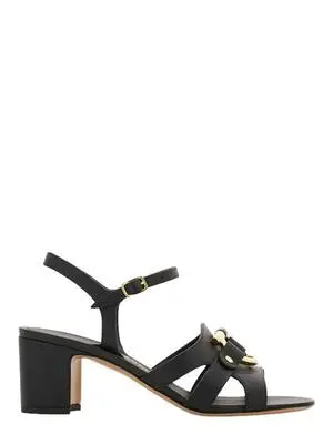 FERRAGAMO Gancini Ornament Sandal - Black
