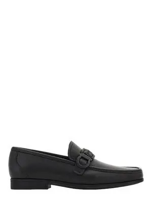 FERRAGAMO Moccasin With Braid And Gancini Ornament - Black