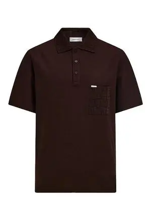 FERRAGAMO V-neck Polo With Jacquard Pocket Detail - Natural