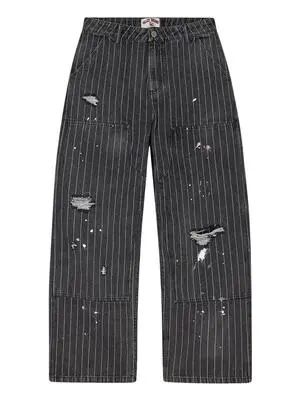 VALE FOREVER Tuxedo Painters Pinstripe Pants - Black