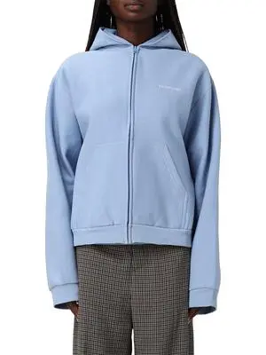 Balenciaga Zip-up Hoodie With Logo Detail - Gnawed Blue