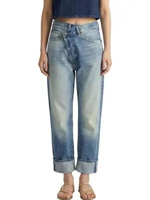 R13 Cropped Denim Jeans With Asymmetrical Closure - Blue