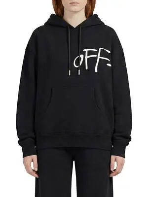 Off-White Cotton Hoodie With Logo - Black
