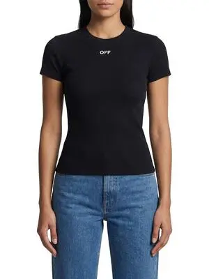 Off-White Off-White Ribbed T-Shirt Black 1