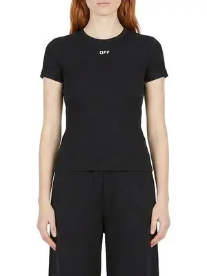 Off-White Off-White Cotton T-Shirt With Logo Detail Black
