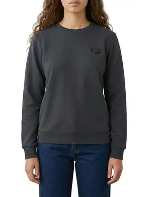 A.p.c. Cotton Crewneck Sweatshirt With Logo - Black