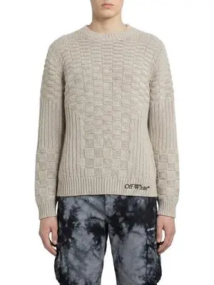 Off-White Cotton Crewneck Sweater - Grey