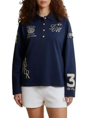 LA MARTINA Long Sleeve Polo Shirt - Navy