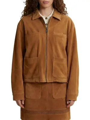 LA MARTINA Suede Leather Zip-up Jacket - Brown