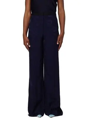 FORTE_FORTE Viscose Blend Palazzo Trousers With Floral Pattern - Blue