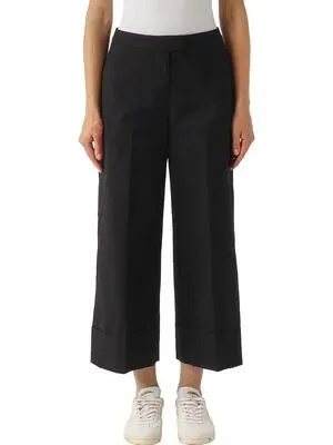 PT TORINO Cotton Twill Cropped Trousers - Black