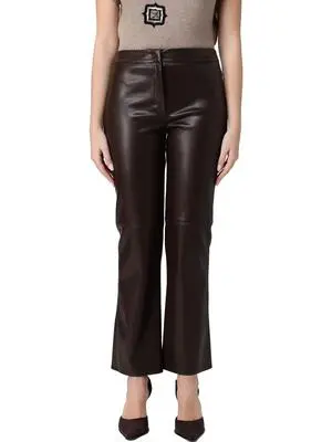 Max Mara 'S Max Mara Burnt Brown Flared Synthetic Leather Trousers Burnt