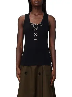Burberry Stretch Cotton Lace-up Tank Top - Black