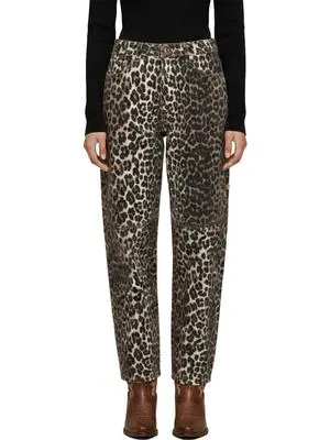 GANNI Animal Print Jeans - Milk