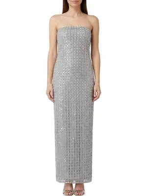 ROTATE BY BIRGER CHRISTENSEN Strapless Maxi Dress - Grey