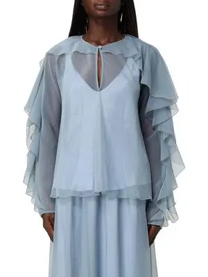 FORTE_FORTE Crêpe Blouse With Ruffle And Embroidered Details - Beige
