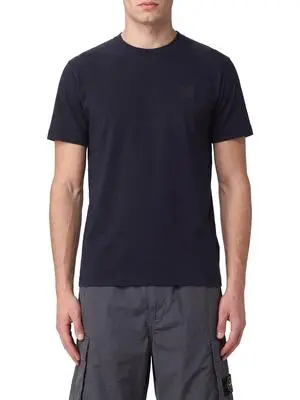 Stone Island Crewneck Cotton T-shirt With Compass Logo Patch On The Chest Navy