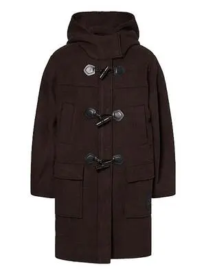 GANNI Hooded Wool-blend Duffle Pea Coat - Demitasse