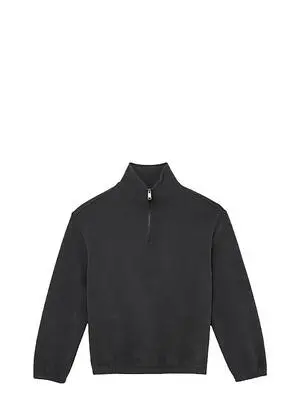 REISS Cotton-blend Half-zip Sweatshirt - Washed Black