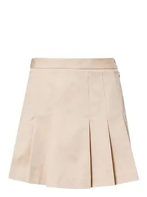 Lacoste Pleated Cotton-blend Mini Skirt - Beige