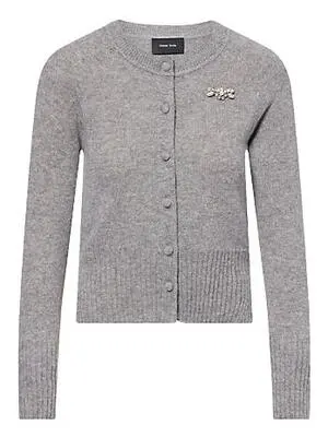 Simone Rocha Crystal-embellished Cashmere Cardigan - Grey Pearl Clear