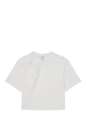 REISS Esme Twist-shoulder Cotton T-shirt - White