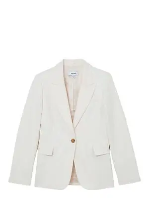REISS Malin Peak-lapel Single-breasted Woven Blazer - Cream