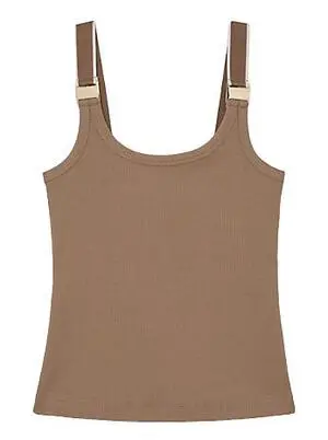REISS Vinnie Hardware-embellished Stretch-cotton Vest - Camel Ivory