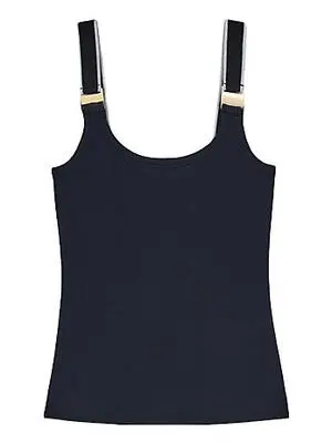 REISS Stretch-cotton Vest With Hardware Embellishment - Navy White