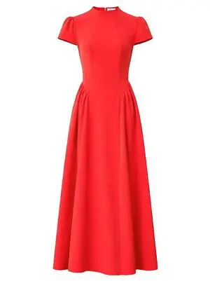 RO&ZO Mariam Cap-sleeve Stretch-woven Maxi Dress - Red