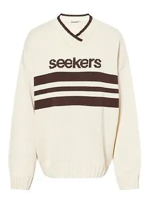 SISTERS & SEEKERS Logo-print Cotton-blend Jumper - Beige