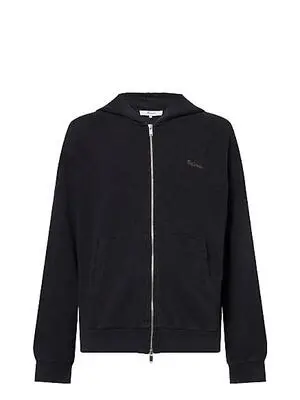 PALMES Waffle-knit Zip-up Cotton Hoody - Black