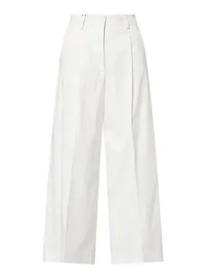 Max Mara High-rise Straight-leg Cotton-blend Trousers - White